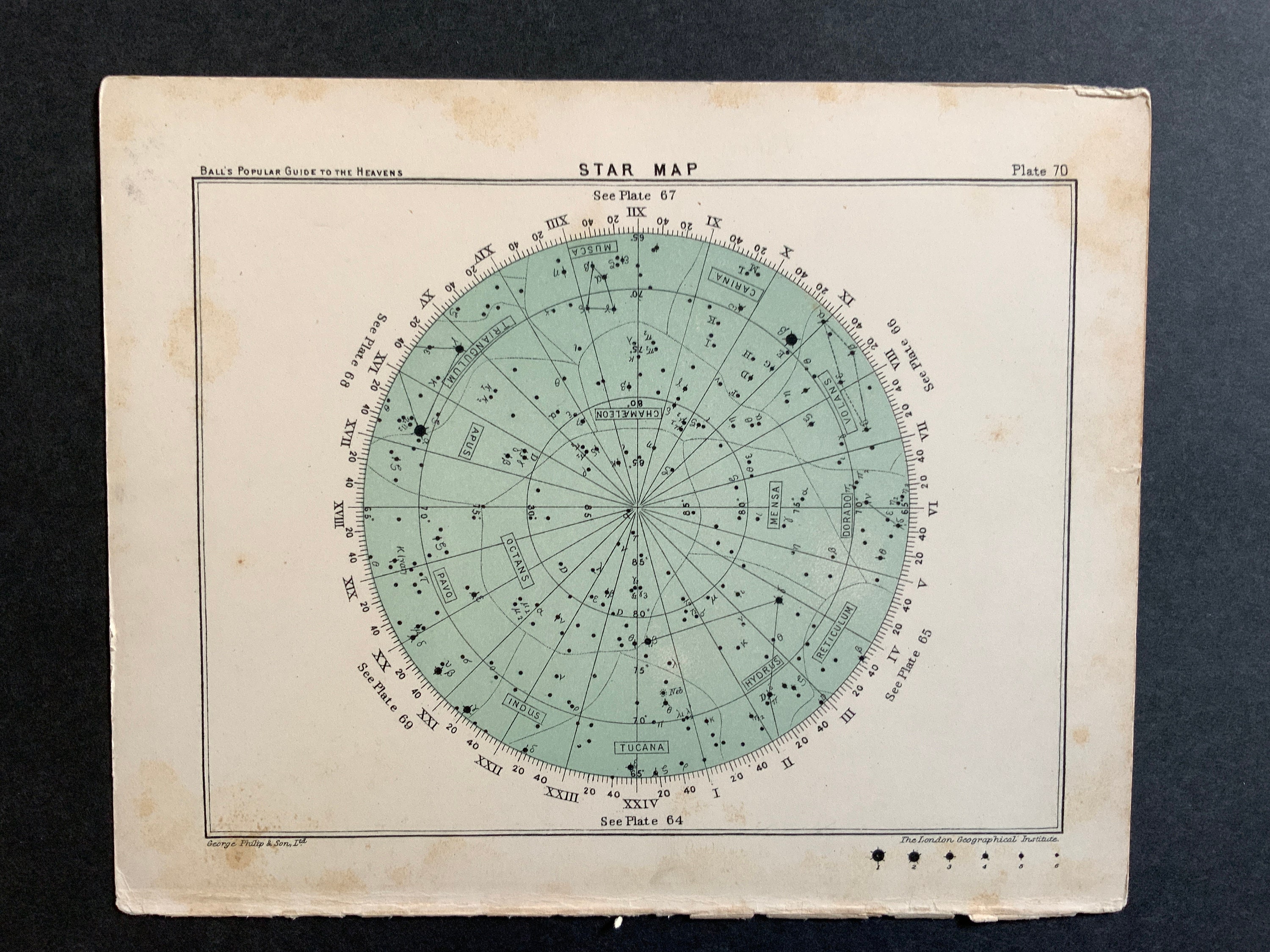 C. 1910 STAR MAP 70 Lithograph Original Antique Print Celestial Print ...