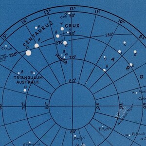 C. 1946 SOUTH POLE Star Map • Original Vintage Print • Astronomy Print ...