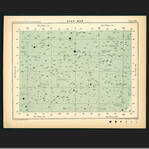C. 1910 STAR MAP Original Antique Print Celestial Print Astronomy Print ...