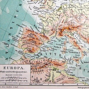 C. 1889 EUROPE MAP • Original Antique Print • Antique Map of Europe - Etsy