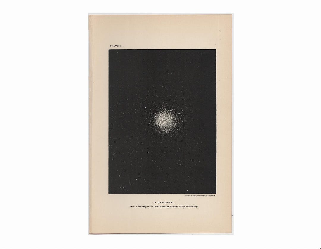 OMEGA CENTAURI Lithograph C. 1905 • Original Antique Print • Celestial ...