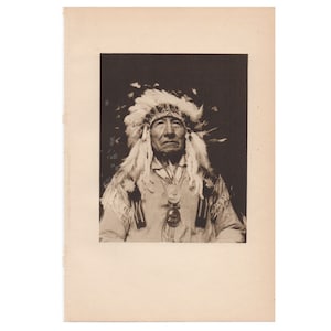 SIOUX INDIAN CHIEF Lithograph -c. 1934 Vintage Native American History ...