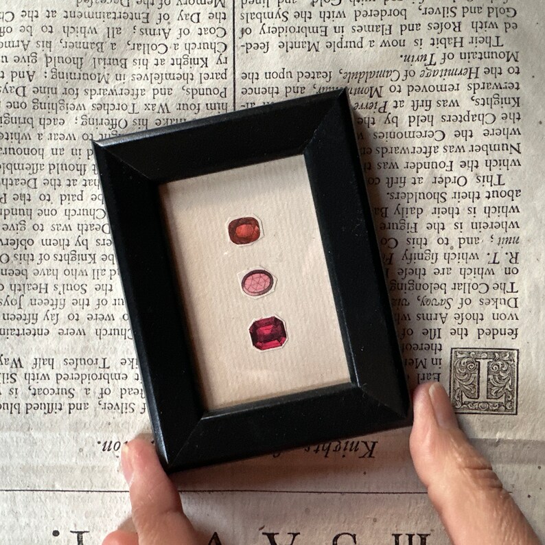 Tiny! FRAMED GEM STONE Lithograph C. 1878 • Original Antique Print ...