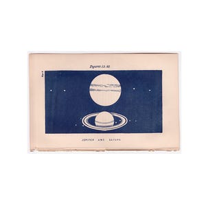 RARE! C. 1850 JUPITER & SATURN Engraving • Antique Astronomy Print ...