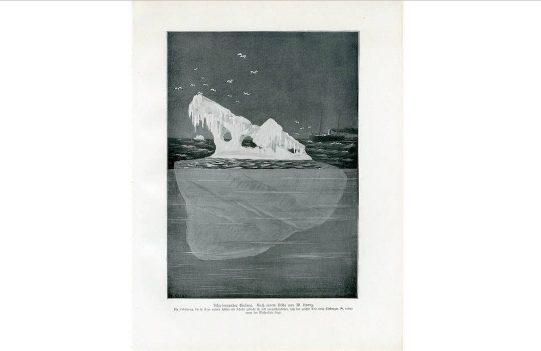 C.1900 ICEBERG Lithograph • Original Antique Print • Arctic Antarctic ...