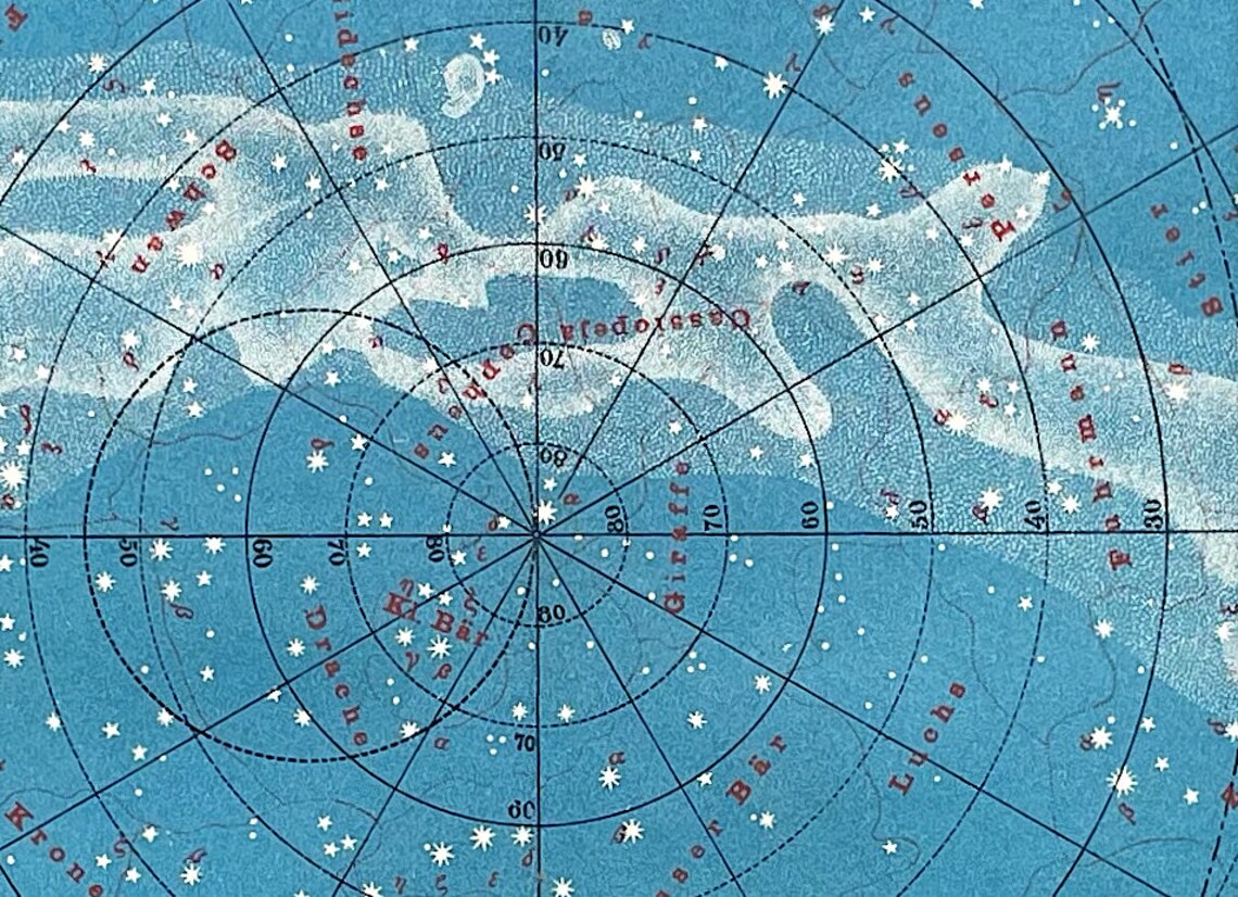 LARGE C. 1892 NORTHERN SKY Print • Original Antique Print • Astronomy ...