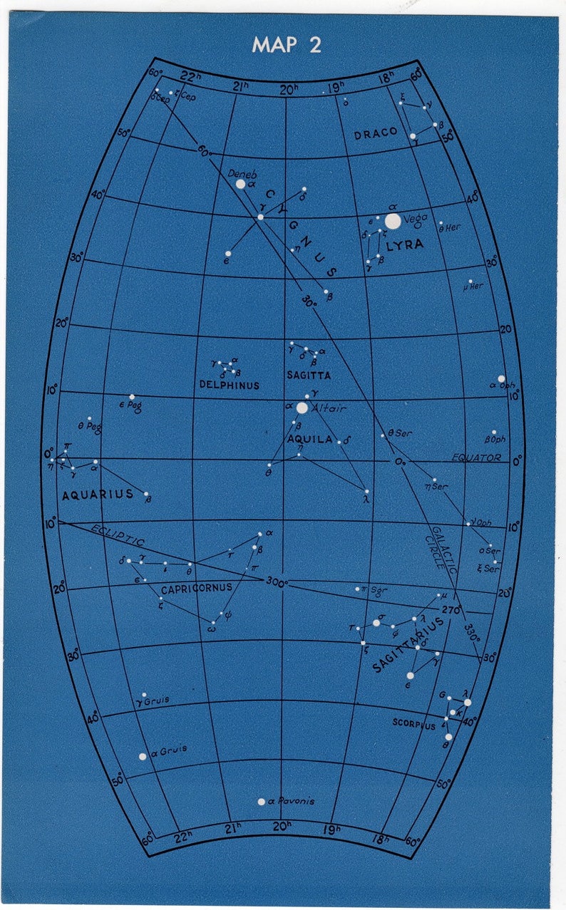 C. 1946 SOUTH POLE Star Map • Original Vintage Print • Astronomy Print ...
