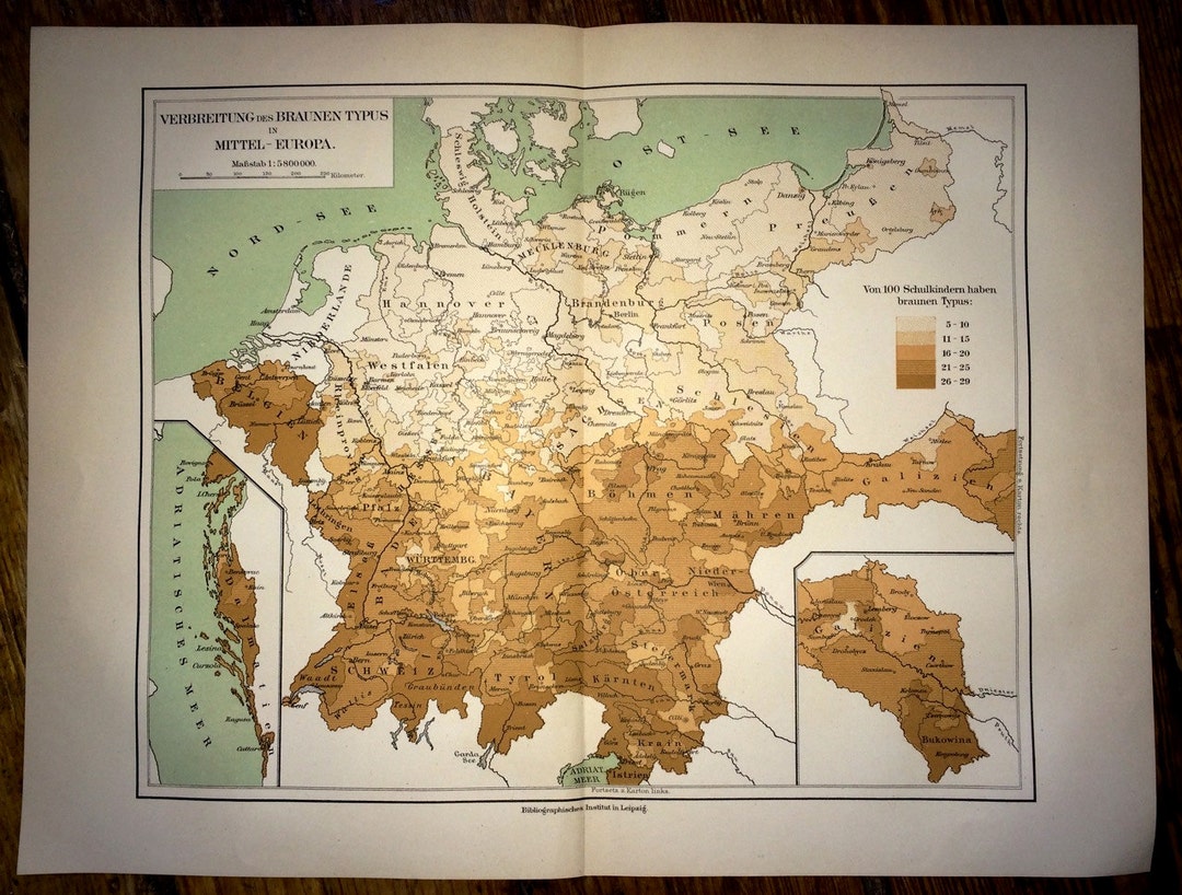 1894 MIDDLE EUROPE MAP Europe Original Antique Map Print Lithograph - Etsy