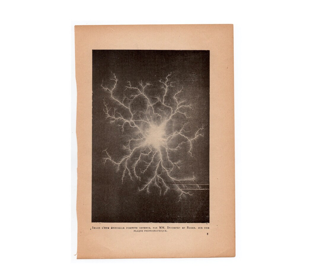 C. 1913 LIGHTNING & ELECTRICITY Lithograph - Original Antique Weather ...