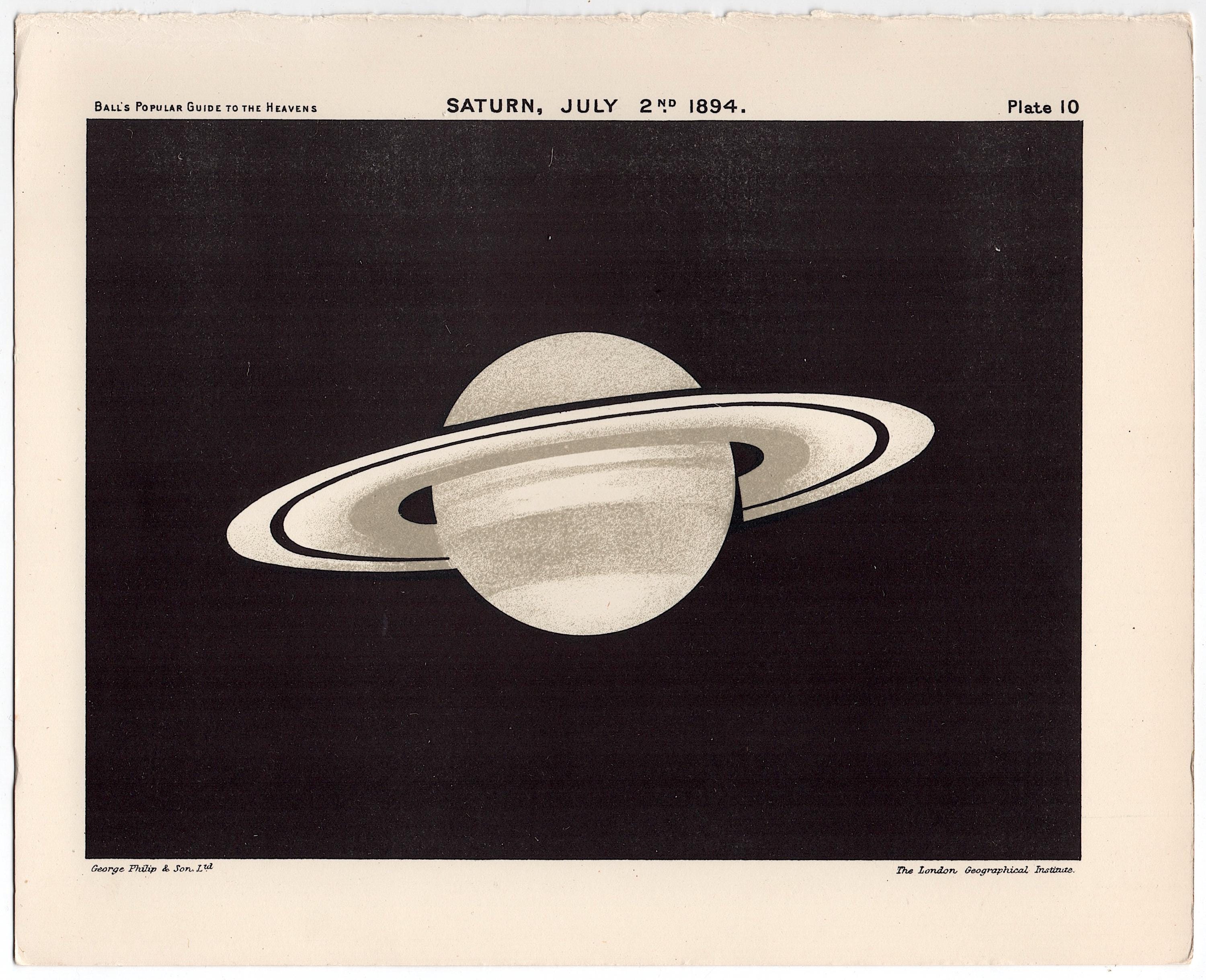 C. 1910 SATURN Lithograph • Original Antique Print • Astronomy Print ...