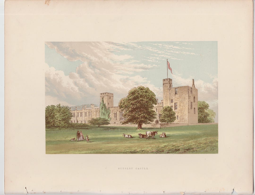 C. 1880 ENGLISH MANOR Print • Original Antique Print • Architecture ...