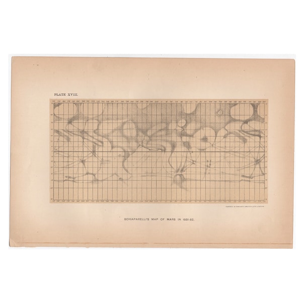Antique Map of Mars - Etsy