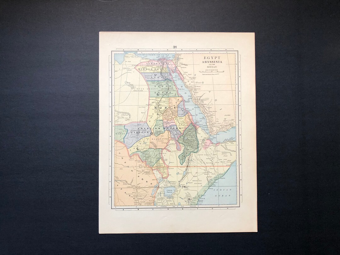 C. 1887 EGYPT or AFRICA Map • Original Antique Map • Two Sided Map ...