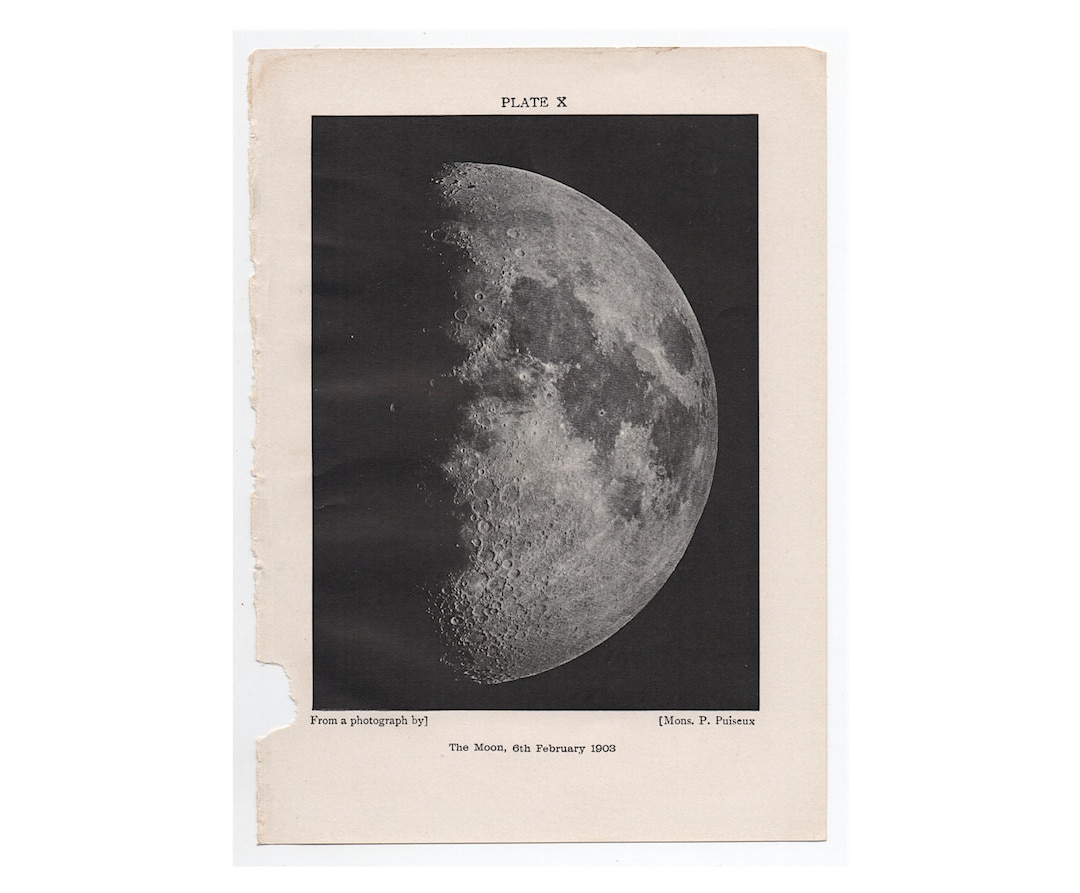 C. 1911 THE MOON Lithograph - Original Antique Print • Astronomy Print ...