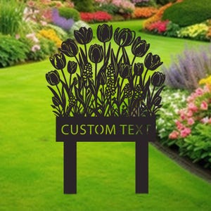 Personalized Tulips Flowers Garden Sign With Stake, Metal Tulip Garden ...