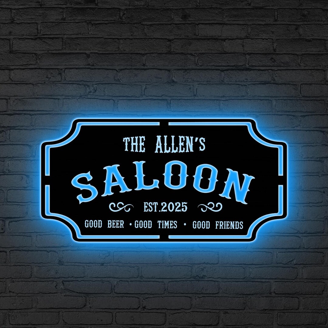 Custom Saloon Sign With LED Lights, Saloon Decor, Custom Bar Sign, Bar ...