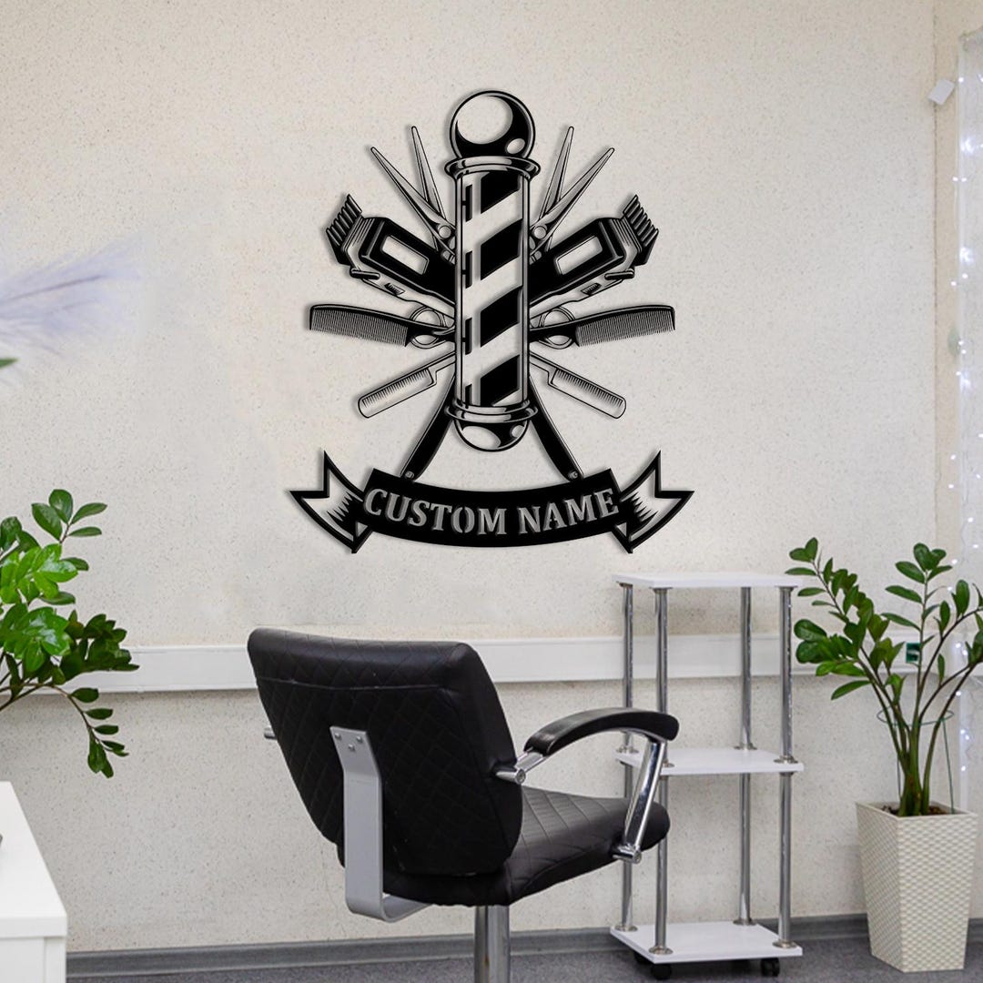 Custom Barber Shop Metal Sign, Barbershop Metal Decor, Hairdresser Name ...