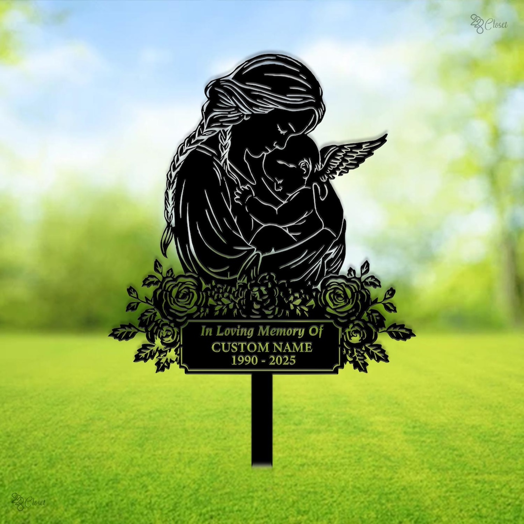 Custom Angel Baby Memorial Plaque, Custom Memorial Metal Sign, Angel ...