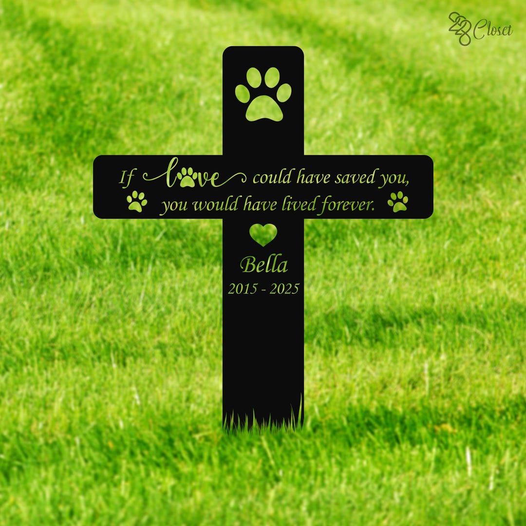 Personalized Pet Memorial Cross Custom Dog Cat Grave Marker Pet Loss ...