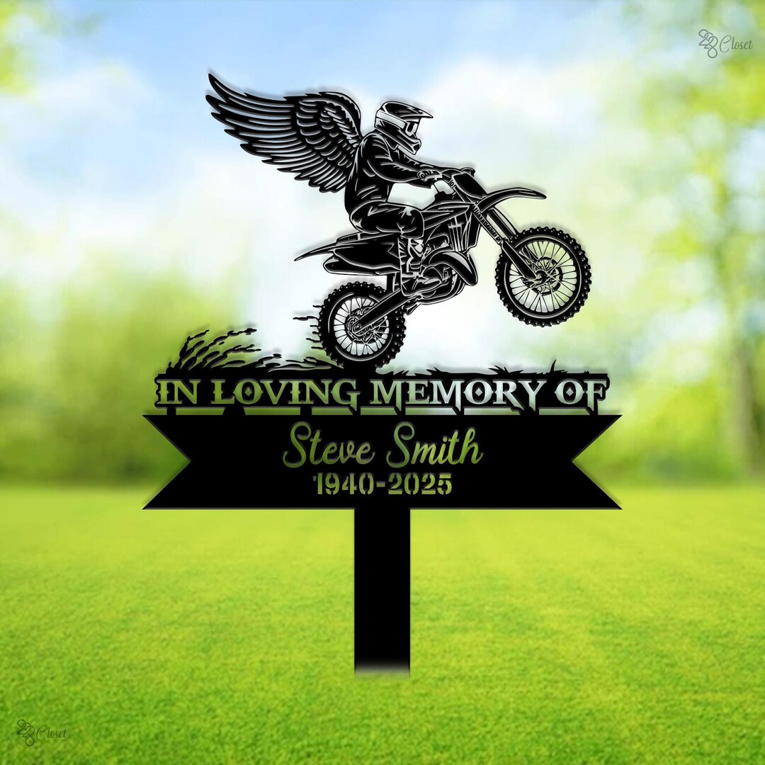 Custom Motocross Memorial Sign Personalized Dirt Bike Grave Marker ...