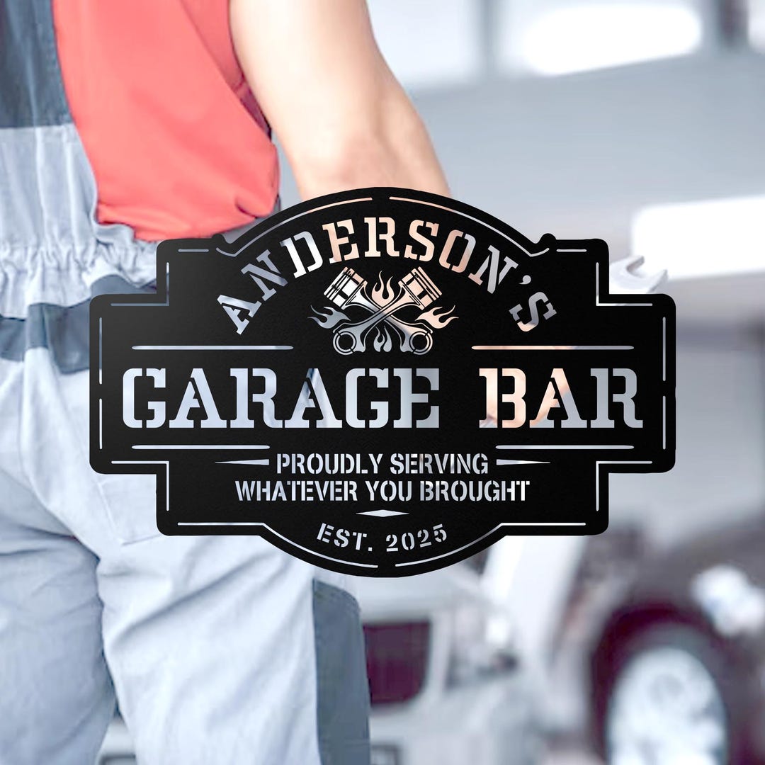 Custom Garage Bar Metal Sign, Personalized Metal Shop Bar Decor, Gift ...