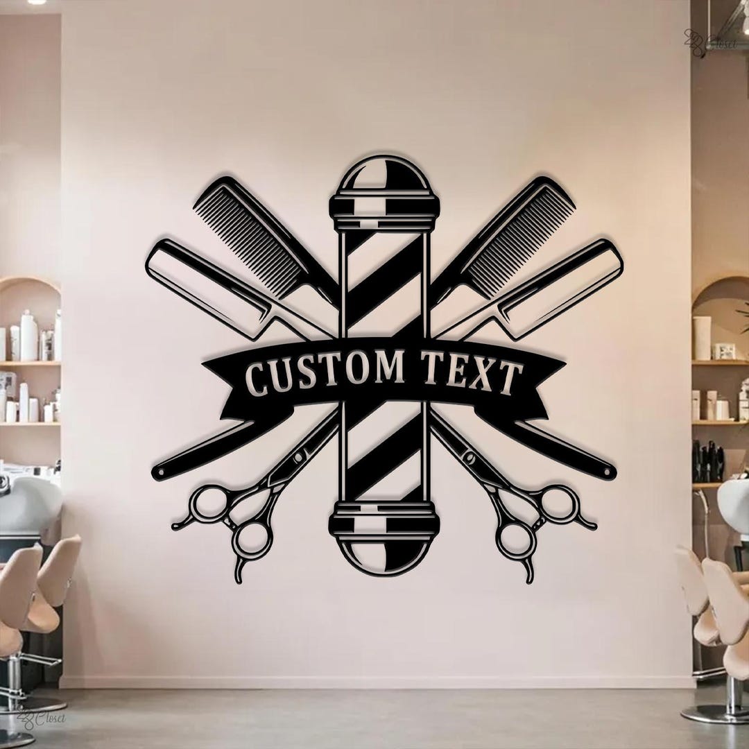 Custom Barber Shop Metal Sign, Personalized Hair Salon Wall Art, Barber ...