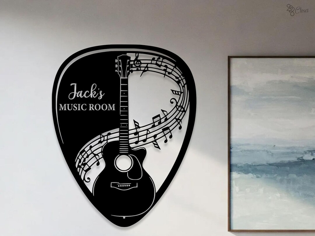 Custom Guitarist Name Sign, Guitar Metal Wall Art, Acoustic Guitar Sign ...