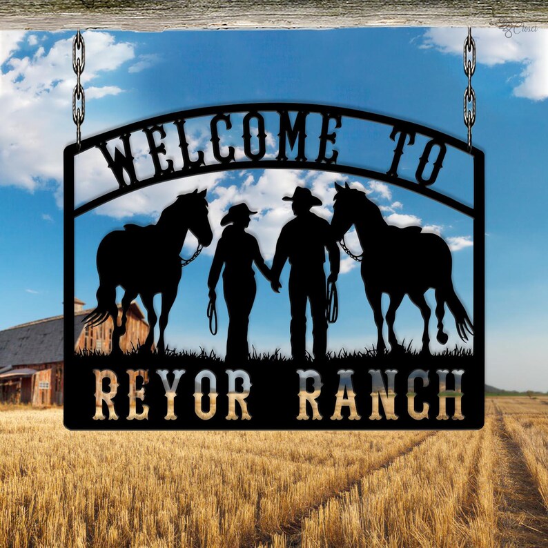 Custom Metal Cowboy & Horse Sign, Ranch Decor, Gift for Farmer, Metal ...