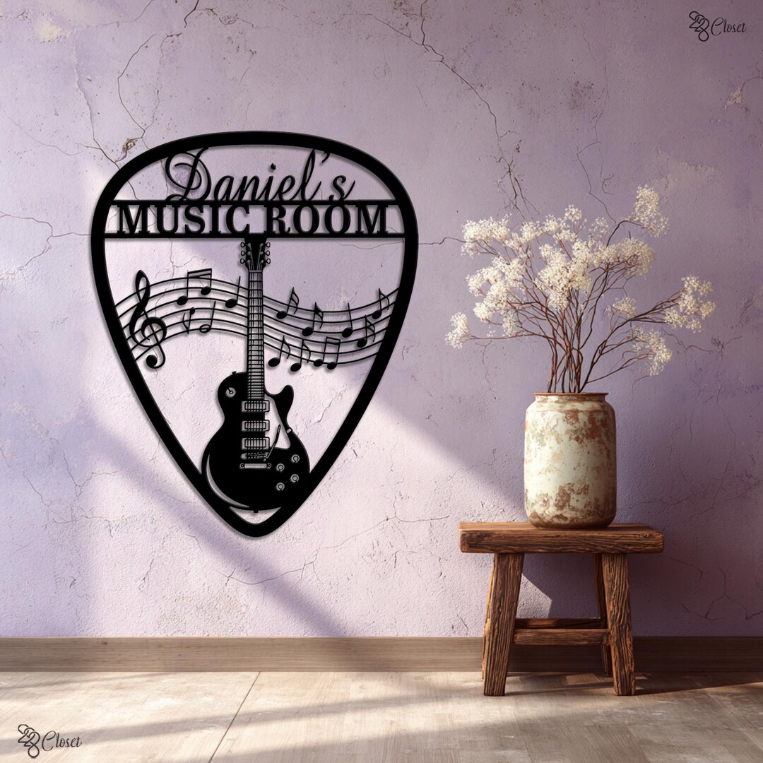 Personalized Guitarist Name Sign,music Room Wall Decor,guitar Metal ...