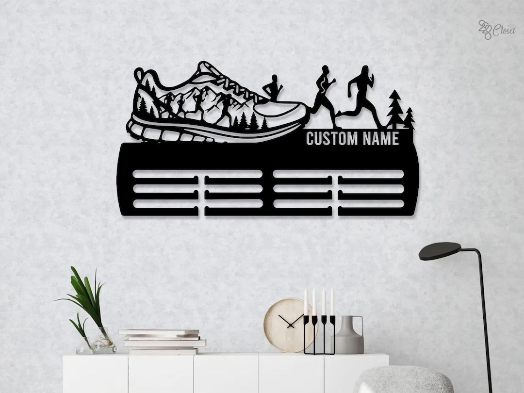 Personalized Running Medal Holder 12 Rungs for Medals & Ribbons, Medal ...