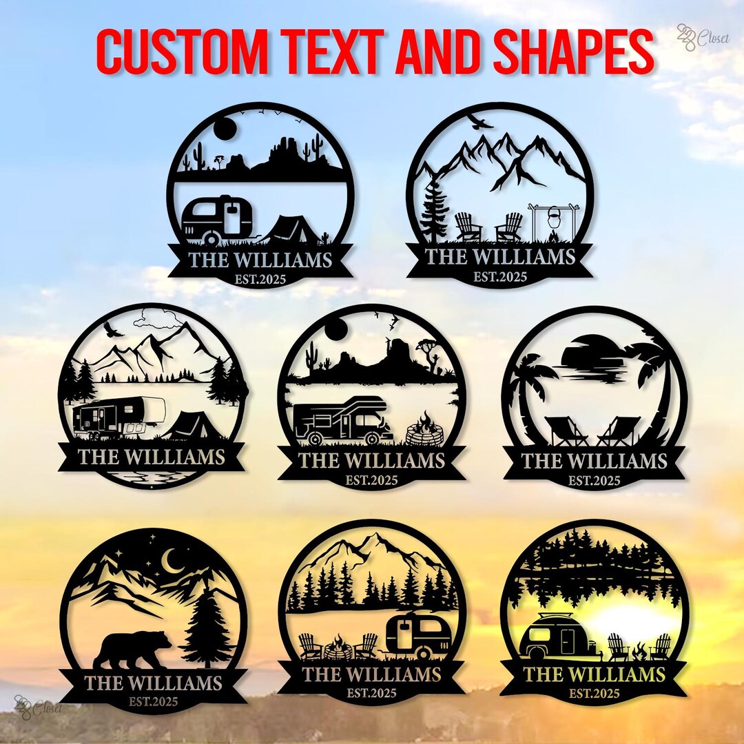 Personalized Your Own Camping Sign, Metal Campsite Sign, Camper Decor ...