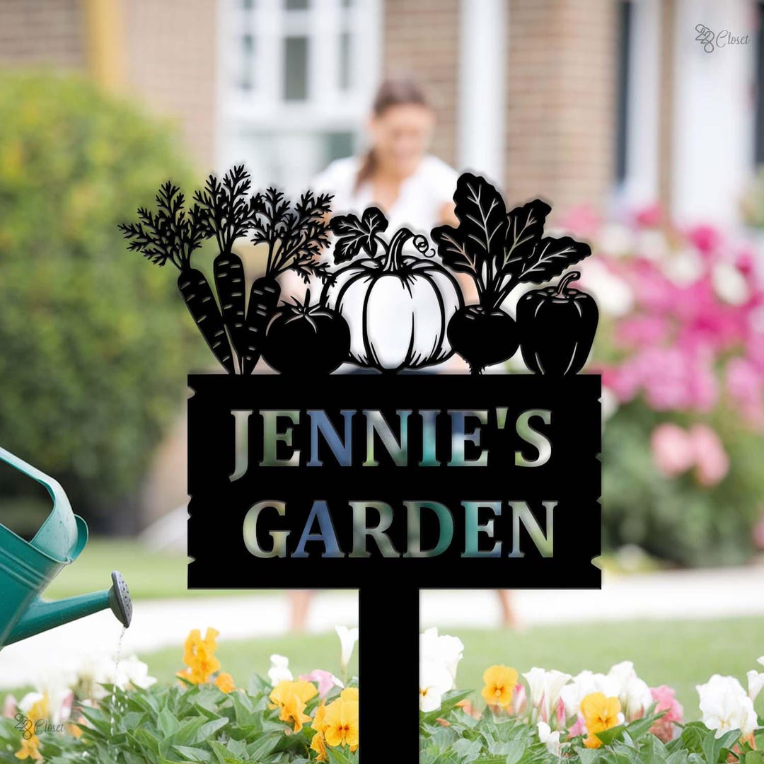 Custom Vegetable Garden Metal Sign, Personalized Metal Garden Stake ...