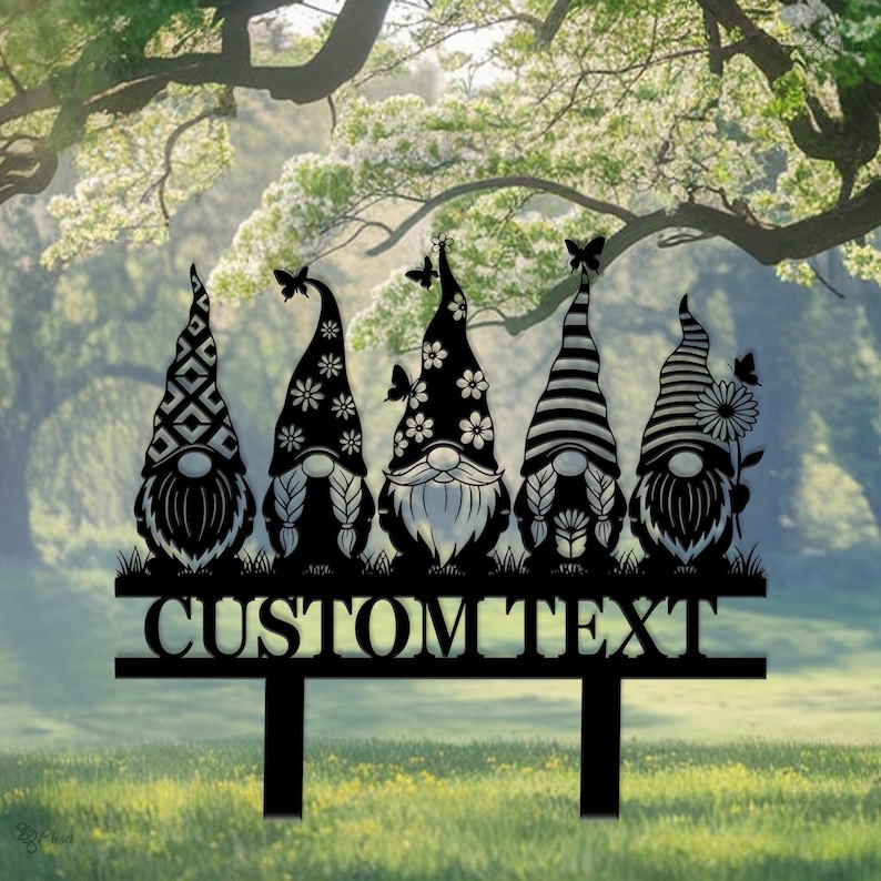 Custom Gnome Garden Metal Sign, Whimsical Outdoor Decor, Personalized ...