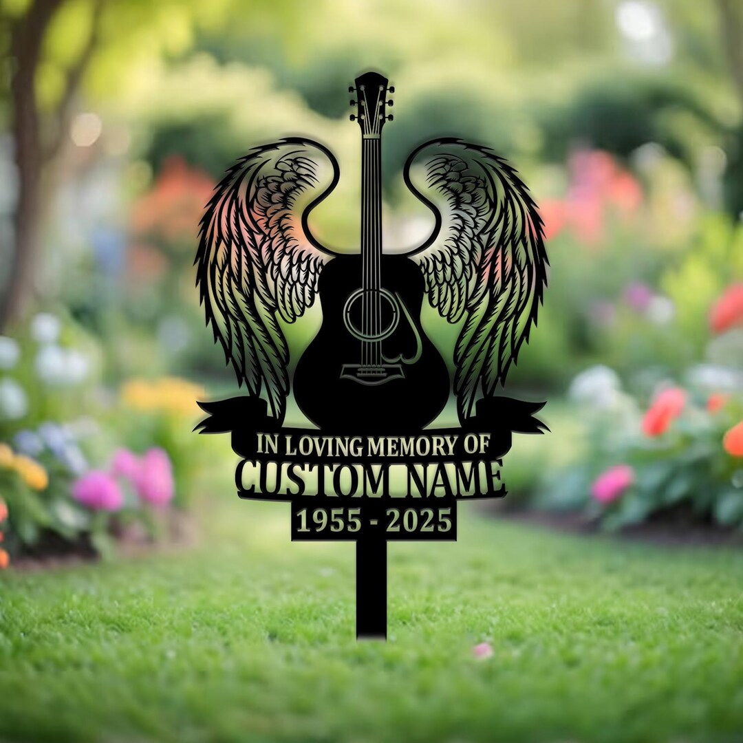 Custom Guitar Memorial Stake Personalized Guitarist Name Sign Musician ...