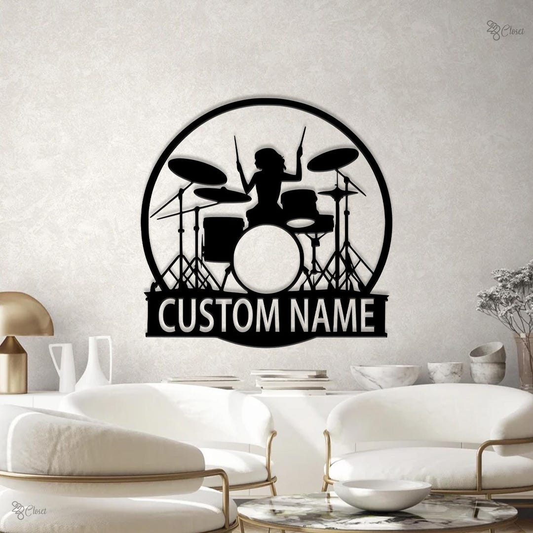 Custom Girl Drummer Metal Sign Wall, Drum Metal, Music Room Decor ...