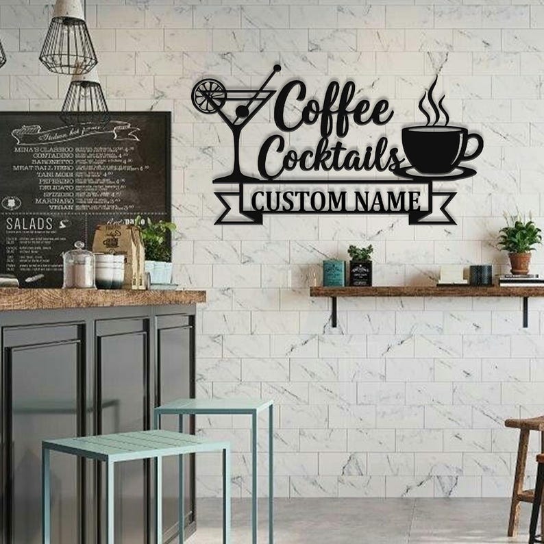 Custom Coffee Cocktail Sign Pub Sign, Personalized Coffee Bar Wall Art ...