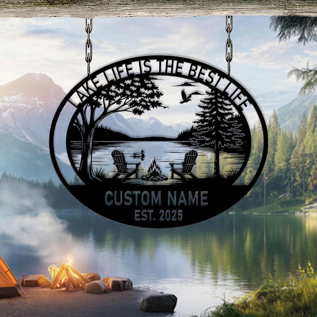 Lake Life is the Best Life Sign, Metal Lake House Wall, Cabin Outdoor ...