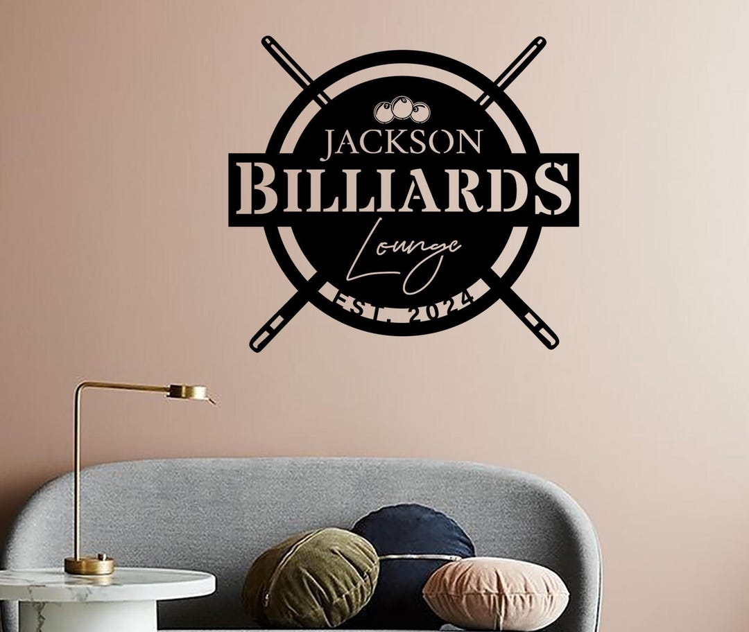 Custom Billiards Lounge Sign, Personalized Billiard Room Sign ...