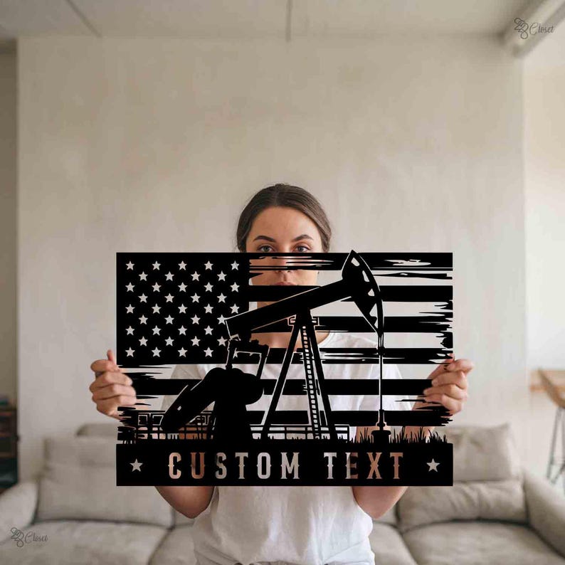 Custom Oilfield Sign With American Flag, Personalized Oilfield Worker ...