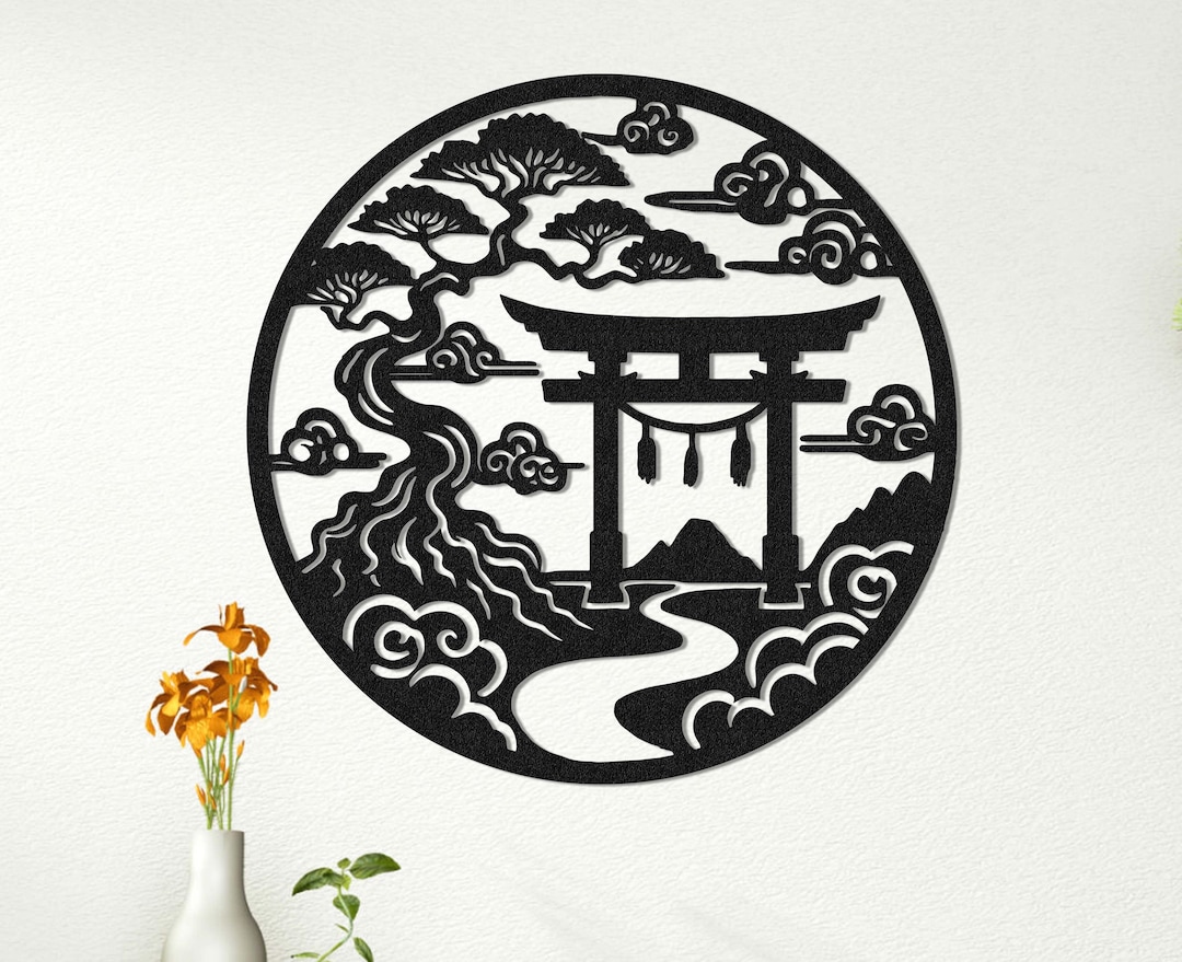 Japanese Metal Art,japanese Inspired Metal Art, Bonsai Tree Wall Decor ...