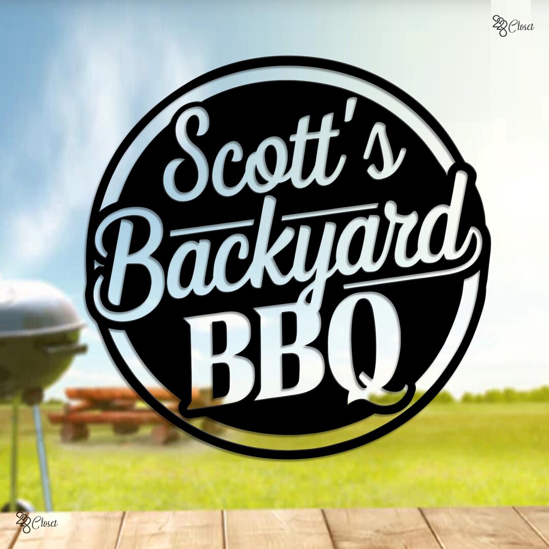 Custom Backyard BBQ Sign, Personalized Metal Grill Sign, Outdoor ...