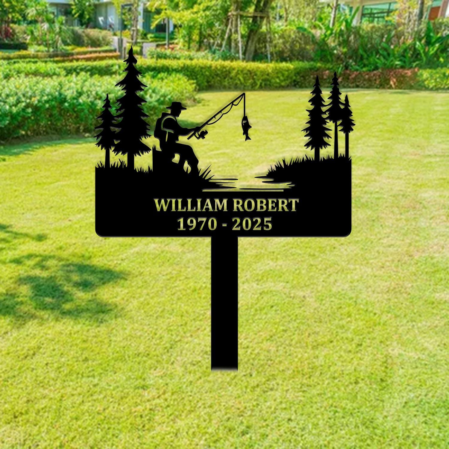 Custom Fishing in Heaven Memorial Metal Stake, Fisherman Memorial Sign ...