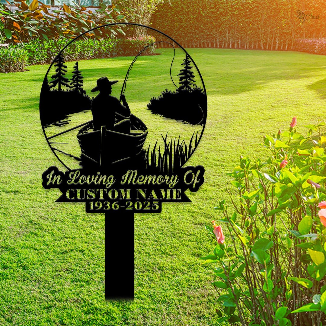 Personalized Fisherman Memorial Stake, Custom Fisher Memorial Grave ...