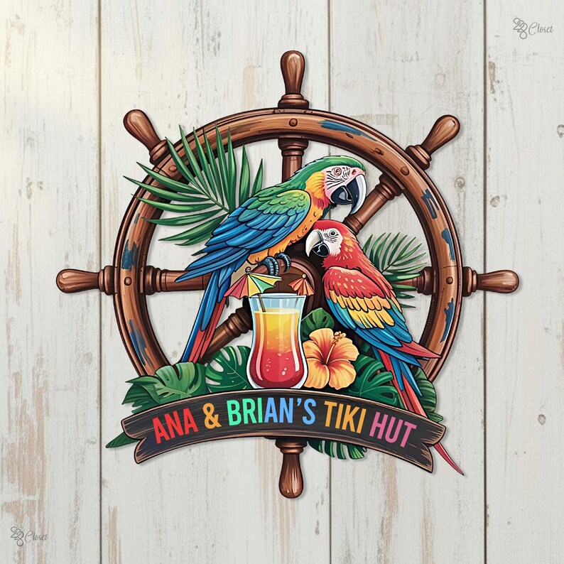 Custom Metal Tiki Bar Sign: Personalized Parrot Decor Home Bar Decor - Etsy