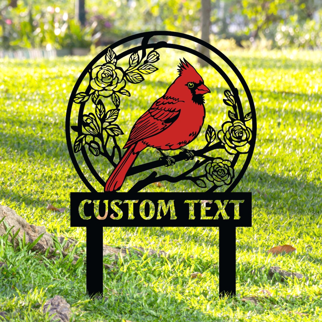Custom Cardinals Garden Metal Sign With Stakes,cardinal Garden Sign ...