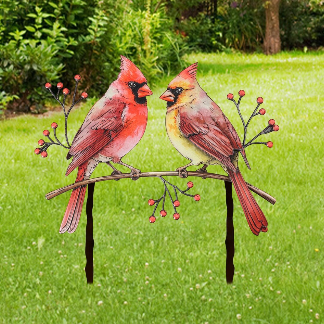 Cardinals Garden Metal Sign With Stake, Cardinal Garden Stake, Cardinal ...