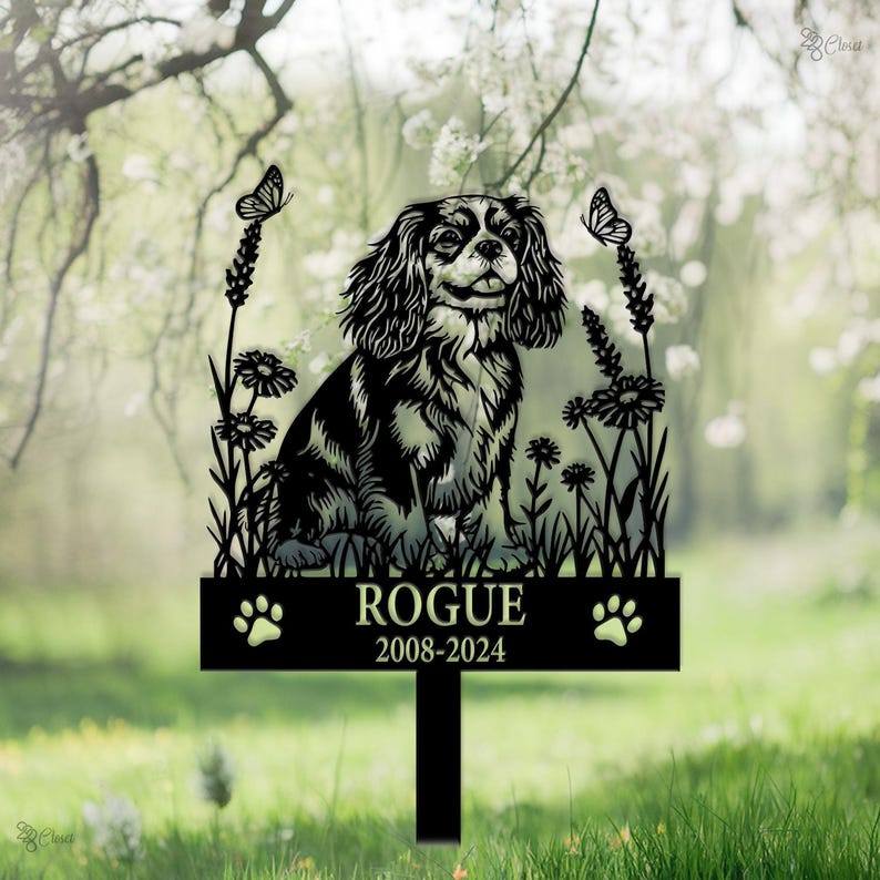 Custom Cavalier King Charles Memorial, Dog Garden Stake With Name, Dog ...