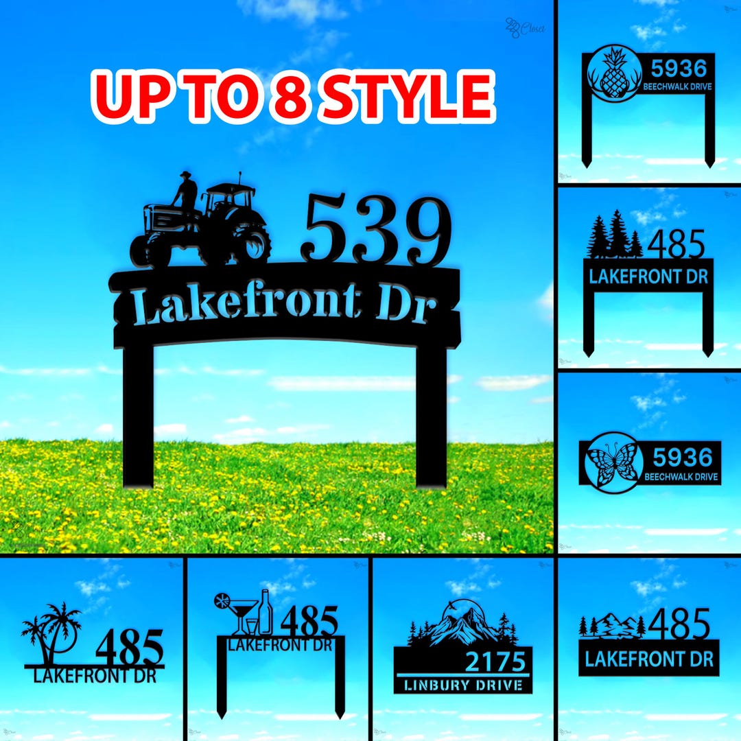 Custom Metal Address Sign, Farm Tractor Sign, Farm Style Driveway ...