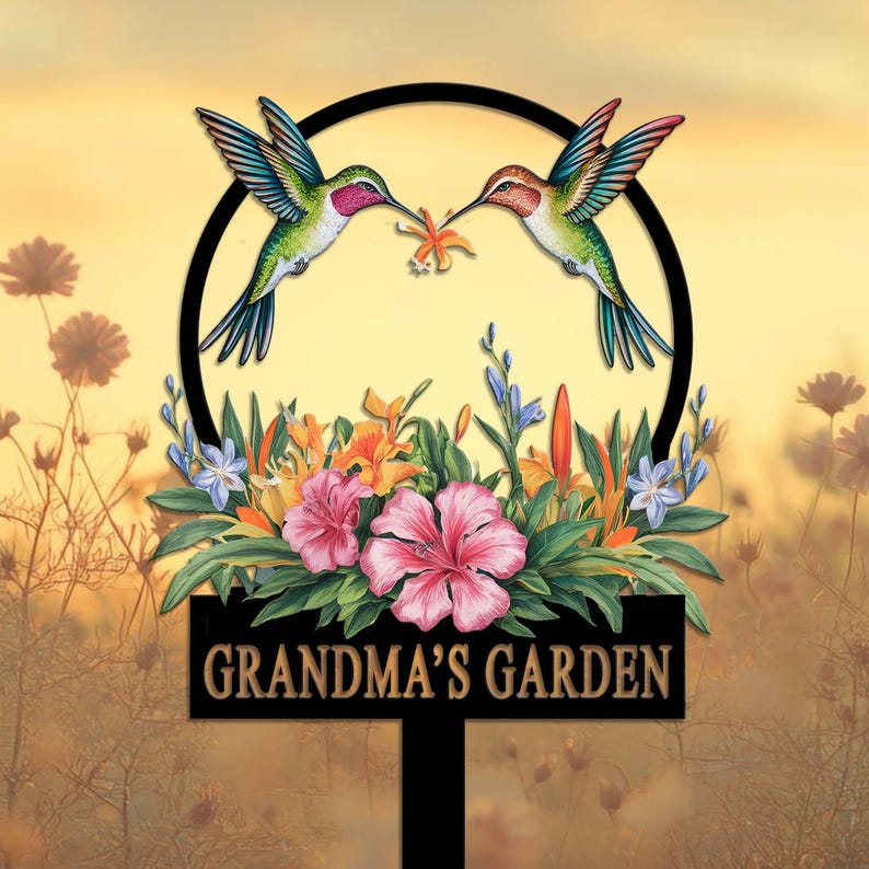 Personalized Hummingbird Metal Garden Decor,hummingbird Garden Sign ...
