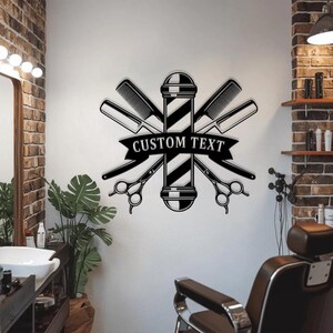 Custom Barber Shop Metal Sign, Personalized Hair Salon Wall Art, Barber ...